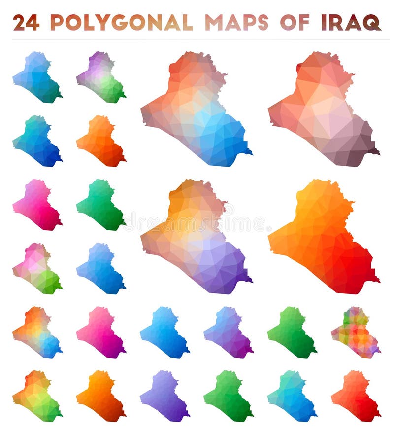 Set Vector Polygonal Iraq Maps Stock Illustrations – 4 Set Vector ...