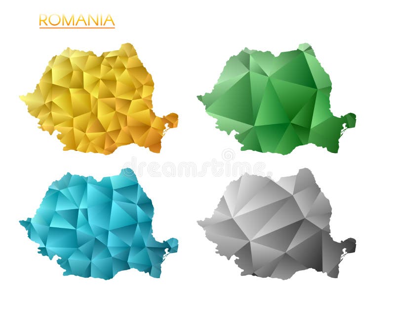 Set of Vector Polygonal Maps of Romania. Stock Vector - Illustration of ...