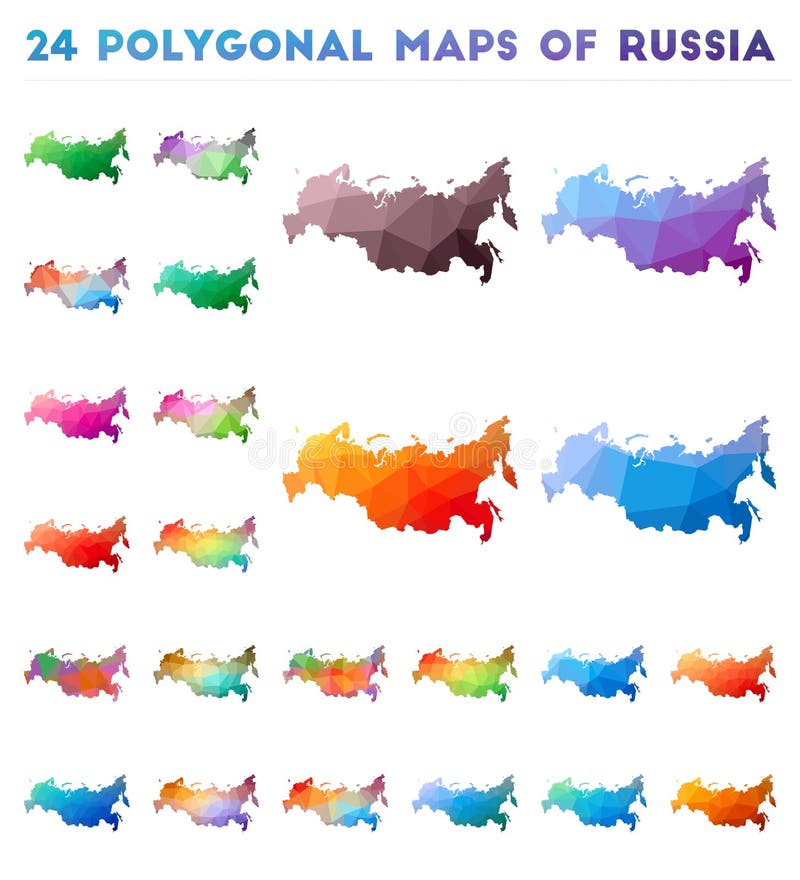Set of Vector Polygonal Maps of Russia. Stock Vector - Illustration of ...