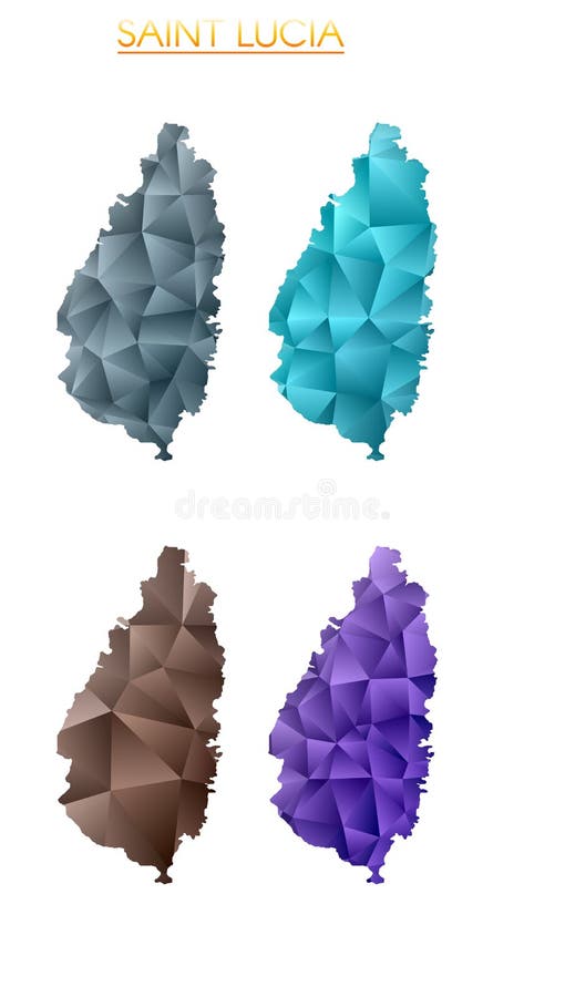 Set of Vector Polygonal Maps of Saint Lucia. Stock Vector ...