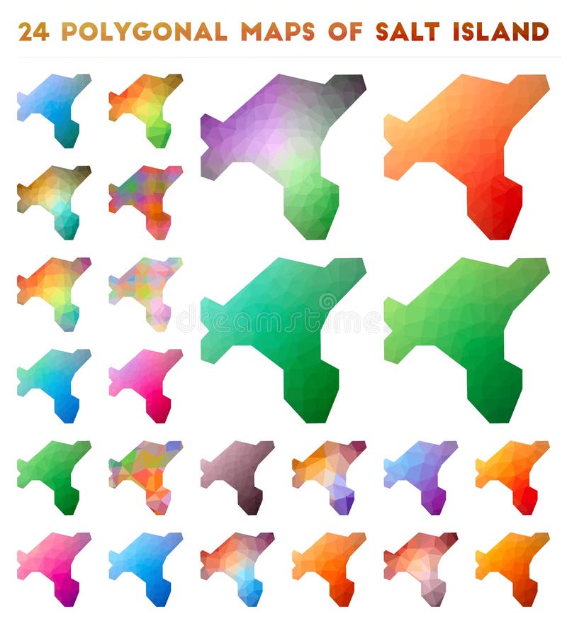 Set of Vector Polygonal Maps of Salt Island. Stock Vector ...