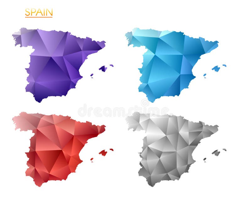 Set of Vector Polygonal Maps of Spain. Stock Vector - Illustration of ...