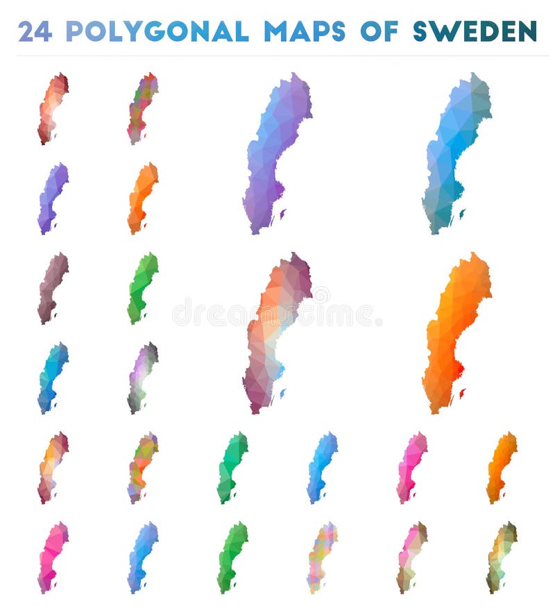 Set of Vector Polygonal Maps of Sweden. Stock Vector - Illustration of ...