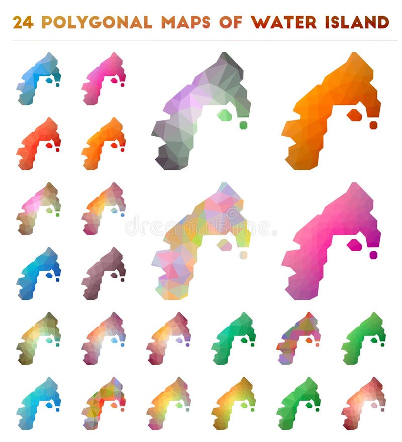 Set of Vector Polygonal Maps of Water Island. Stock Vector ...