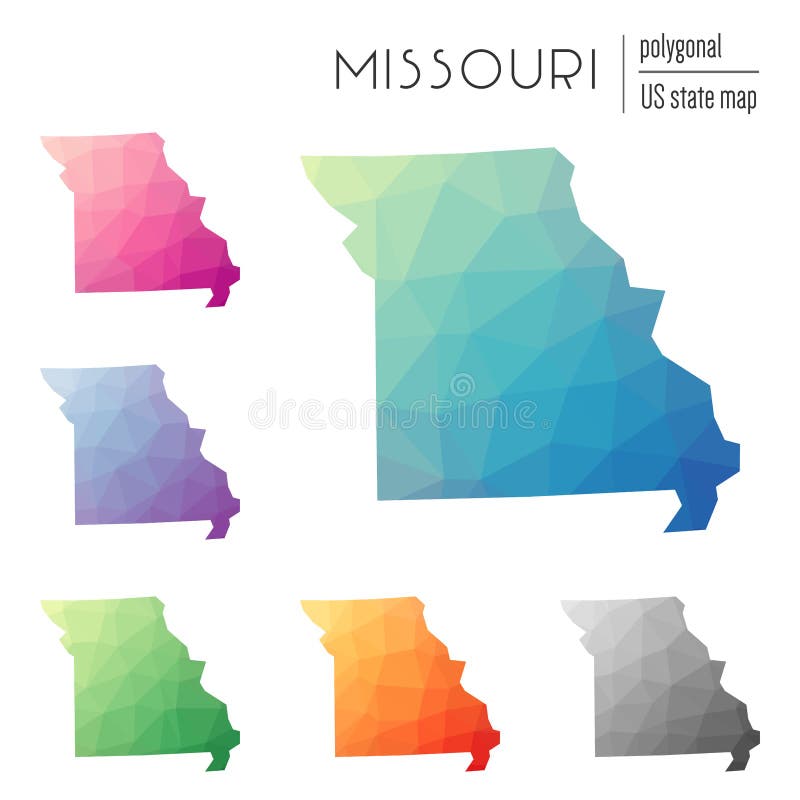 Set Vector Polygonal Missouri Maps Stock Illustrations – 4 Set Vector ...