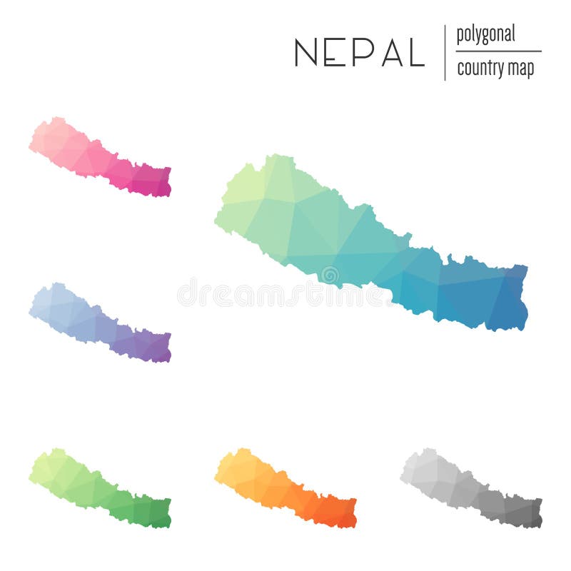 Set of Vector Polygonal Nepal Maps. Stock Vector - Illustration of ...