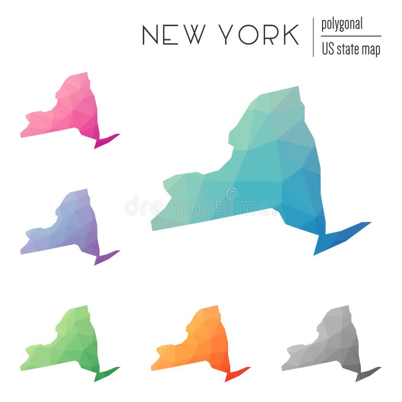 Set of Vector Polygonal New York Maps. Stock Vector - Illustration of ...