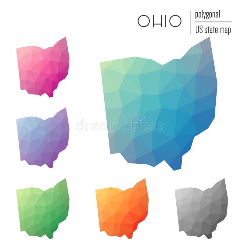 Set Vector Polygonal Ohio Maps Stock Illustrations – 5 Set Vector ...