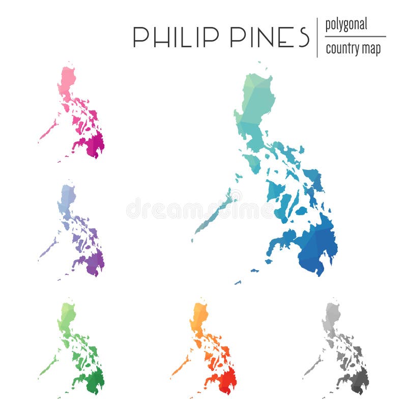 Set of Vector Polygonal Philippines Maps. Stock Vector - Illustration ...