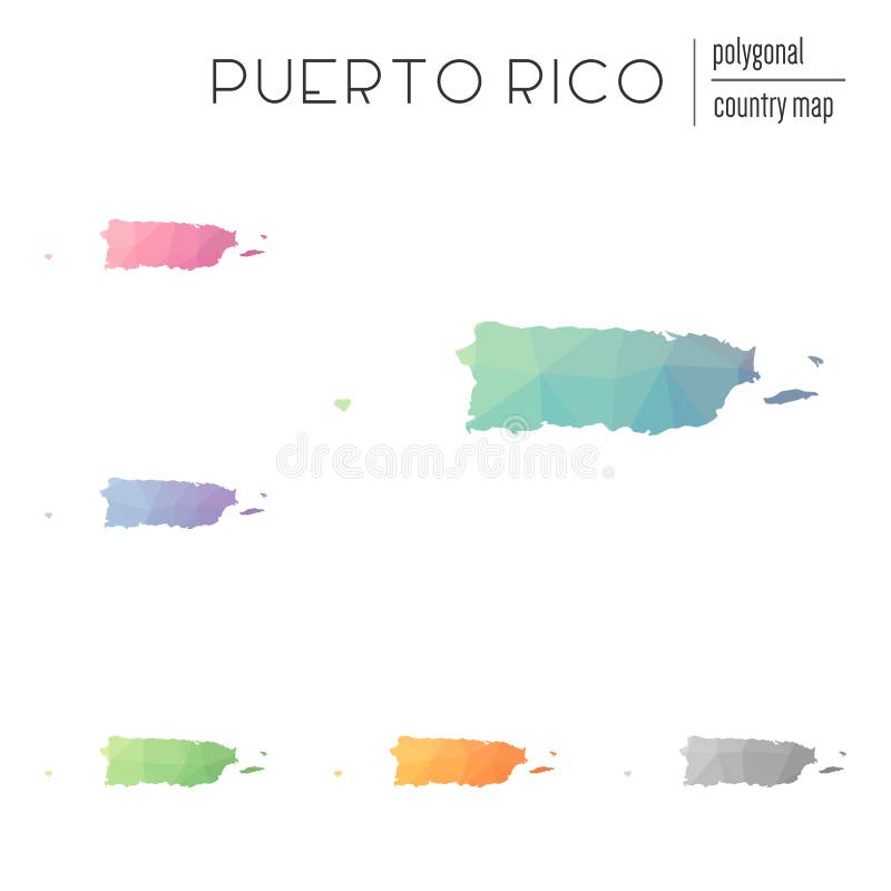 Set of Vector Polygonal Puerto Rico Maps. Stock Vector - Illustration ...
