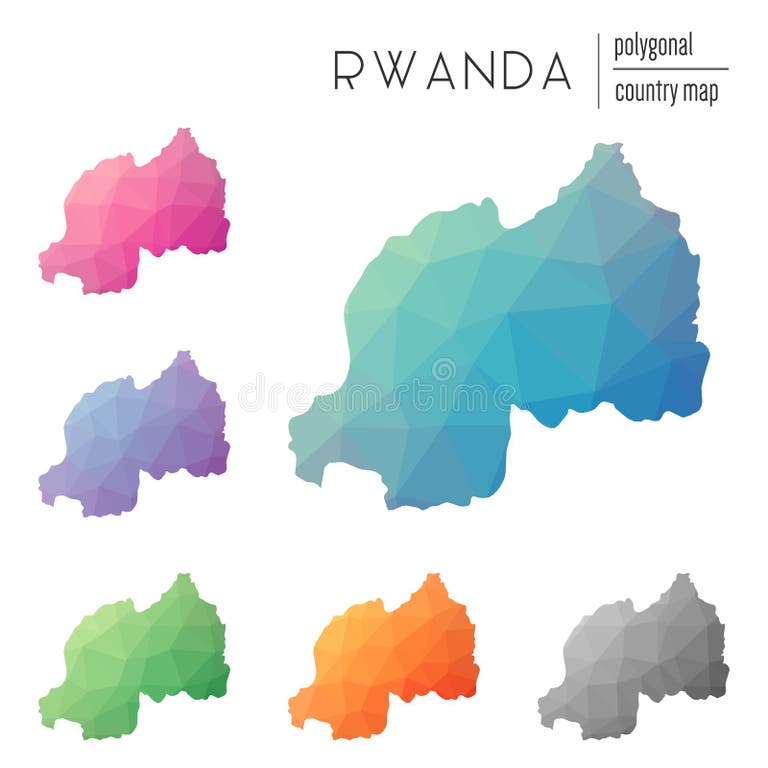 Set of Vector Polygonal Rwanda Maps. Stock Vector - Illustration of ...