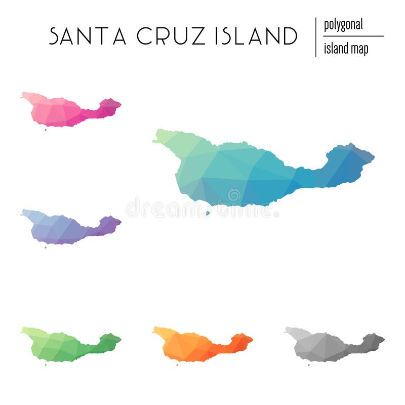 Set of Vector Polygonal Santa Cruz Island Maps. Stock Vector ...