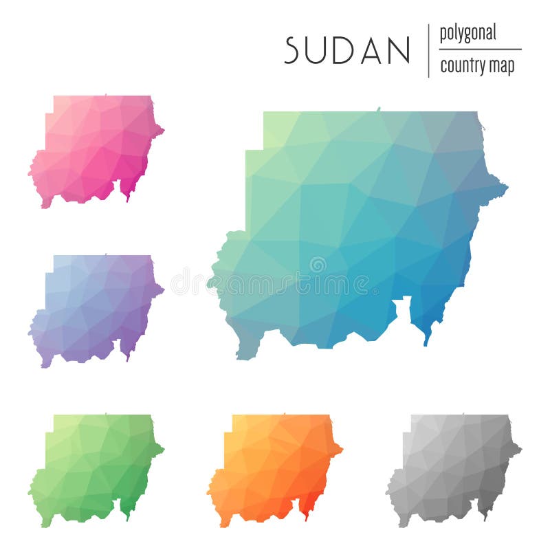 Set of Vector Polygonal Sudan Maps. Stock Vector - Illustration of ...