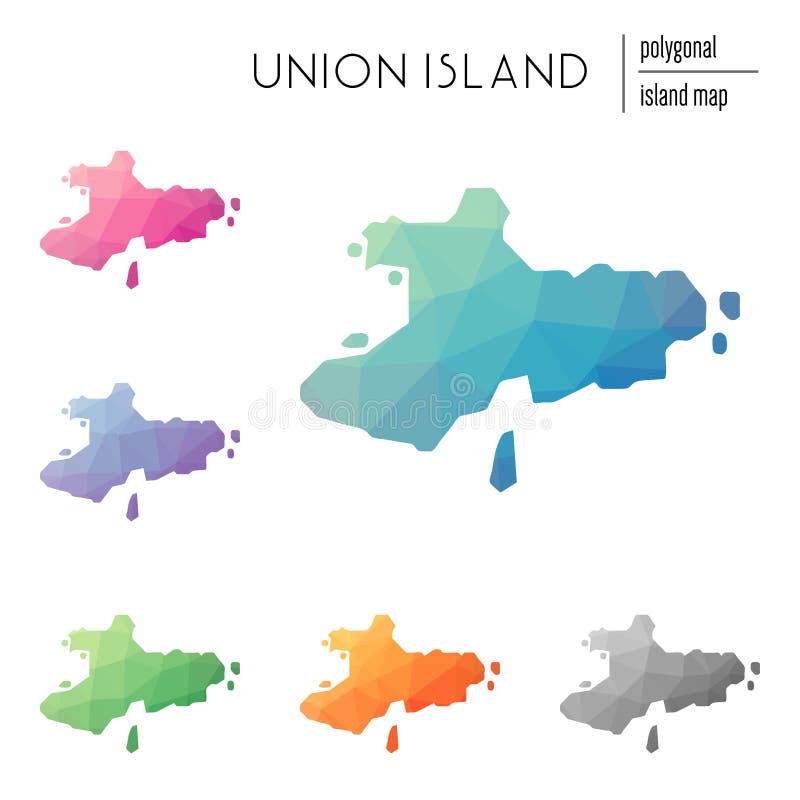 Set of Vector Polygonal Union Island Maps Filled. Stock Vector ...