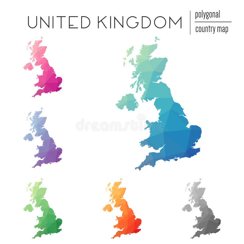 Set of Vector Polygonal United Kingdom Maps. Stock Vector ...