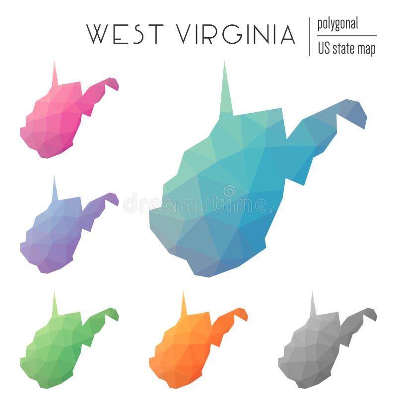 Set of Vector Polygonal West Virginia Maps. Stock Vector - Illustration ...