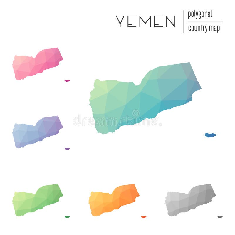 Set of Vector Polygonal Yemen Maps. Stock Vector - Illustration of ...