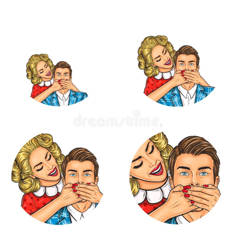 Set Of Vector Pop Art Round Avatar Icons For Users Of Social Networking