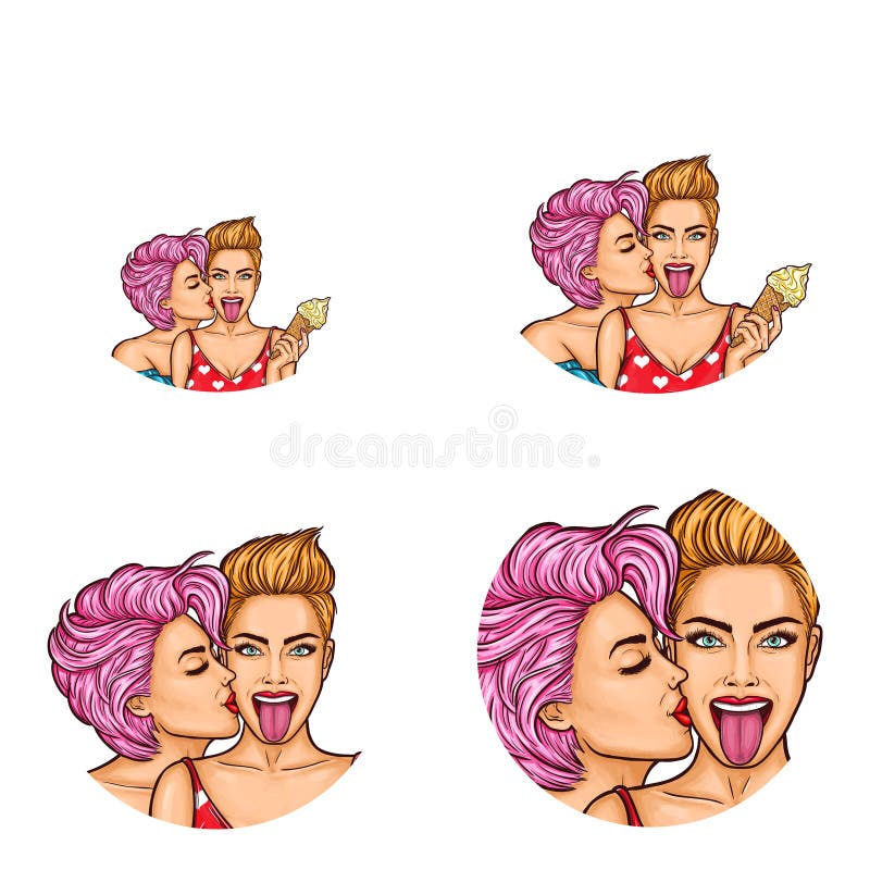 Set Of Vector Pop Art Round Avatar Icons For Users Of Social Networking