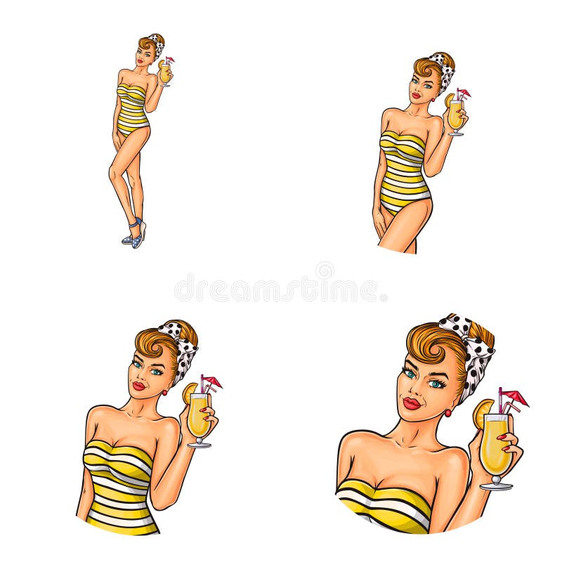 Set Of Vector Pop Art Round Avatar Icons For Users Of Social Networking