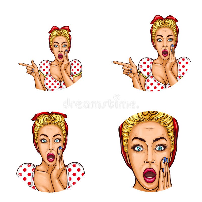 Set Of Vector Pop Art Round Avatar Icons For Users Of Social Networking