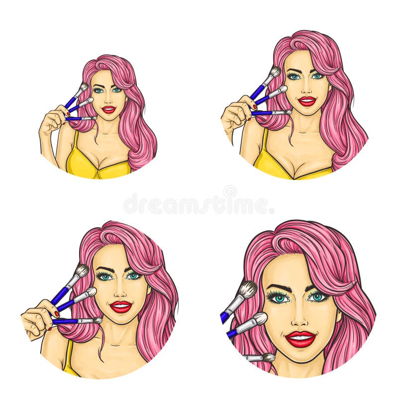 Set Of Vector Pop Art Round Avatar Icons For Users Of Social Networking