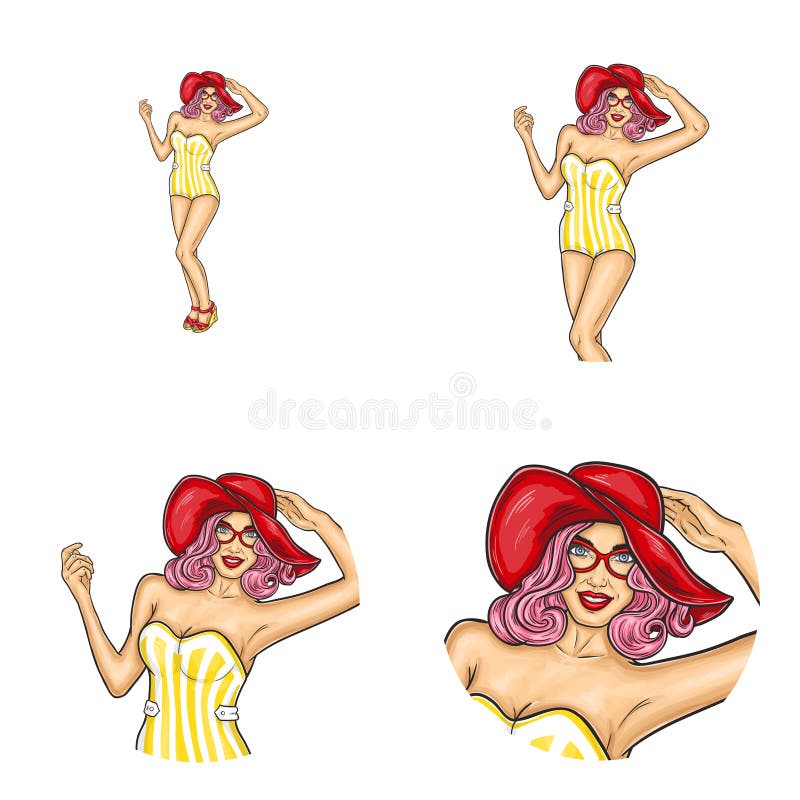 Set Of Vector Pop Art Round Avatar Icons For Users Of Social Networking