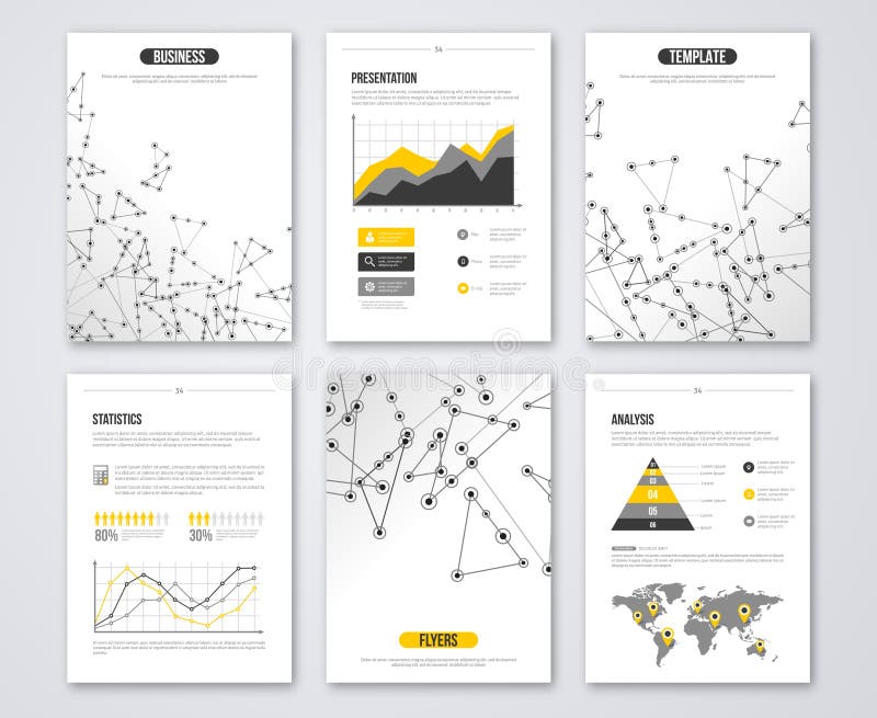 Set of Vector Poster Templates with Wireframe Mesh Stock Vector ...
