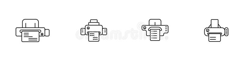 Set of Vector Printer Icons. Printer Outline. Linear Typewriter Vector ...