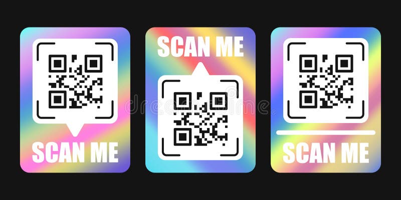 Set of Vector QR Code Frames, Scan Me Phone Tag Template. Qr Code ...