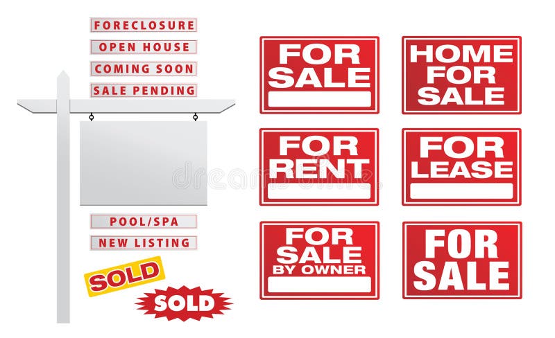 Set of Vector Real Estate Signs with Placards - Build Your Own Stock ...