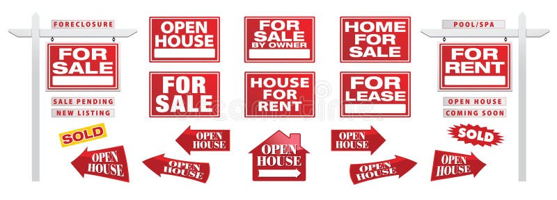 Set of Vector Real Estate Signs with Placards - Build Your Own Stock ...