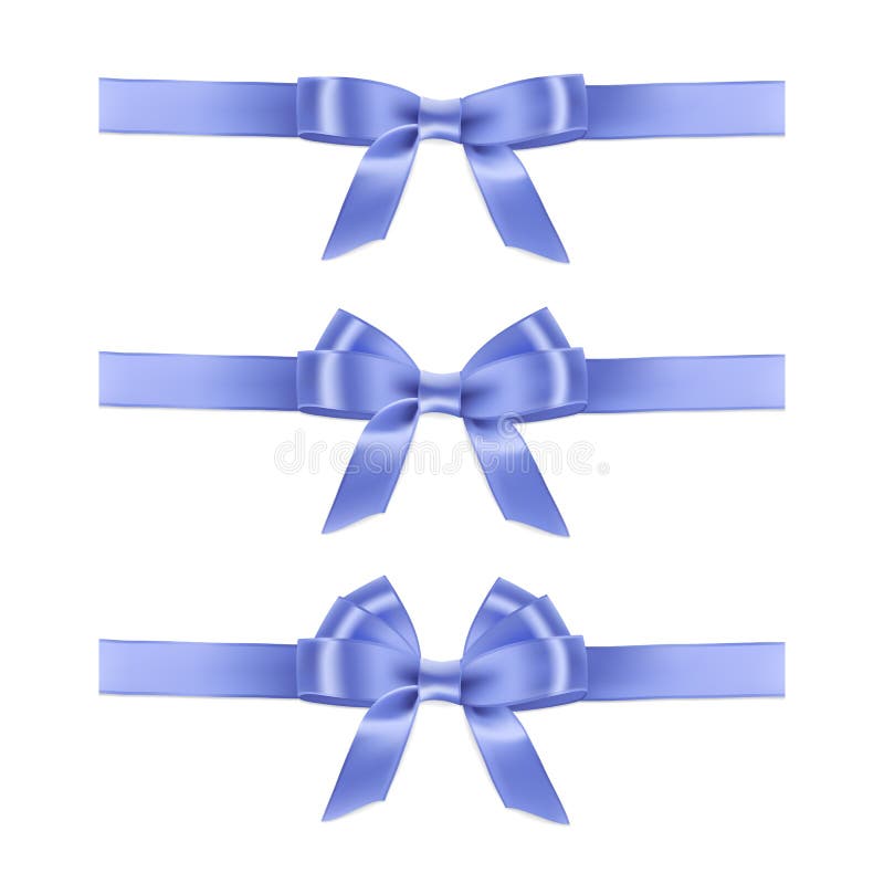 Set of Vector Realistic Blue Ribbons and Bows. Stock Vector ...