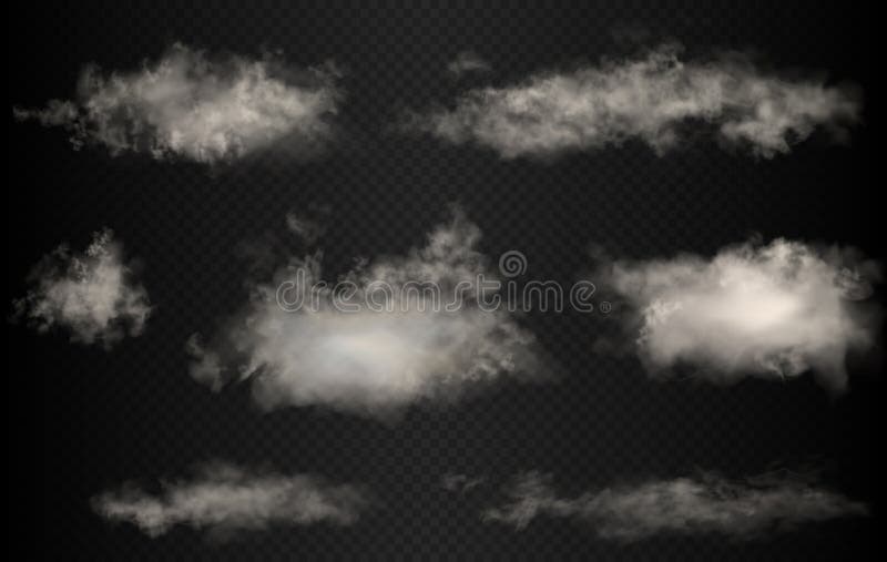 Set of the Vector Realistic Clouds Isolated on Dark Transparent ...
