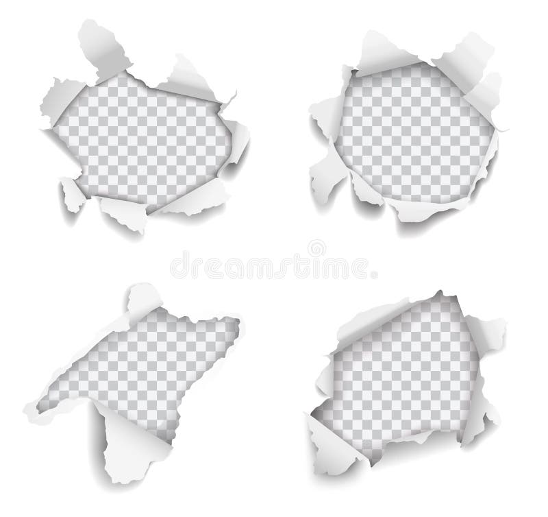Realistic Holes Torn in Paper or Hole Torn Sheet Paper on White ...