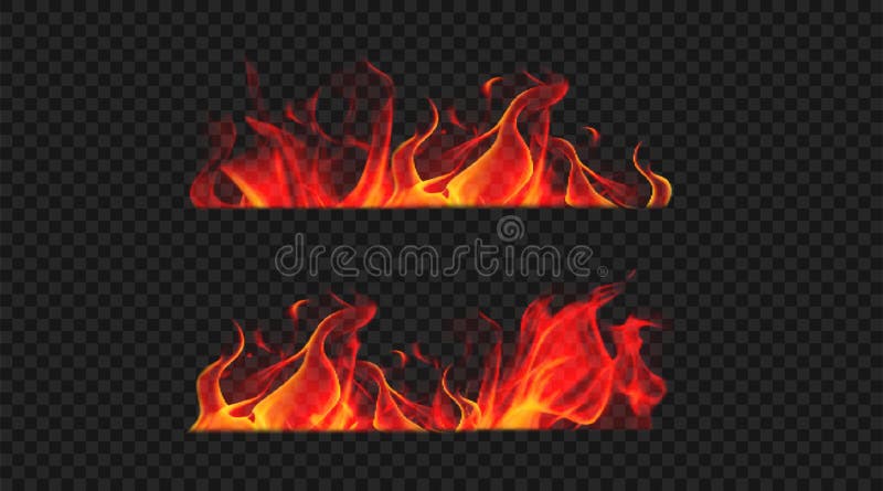 Set of Vector Realistic Horizontal Red Flames. Stock Vector ...