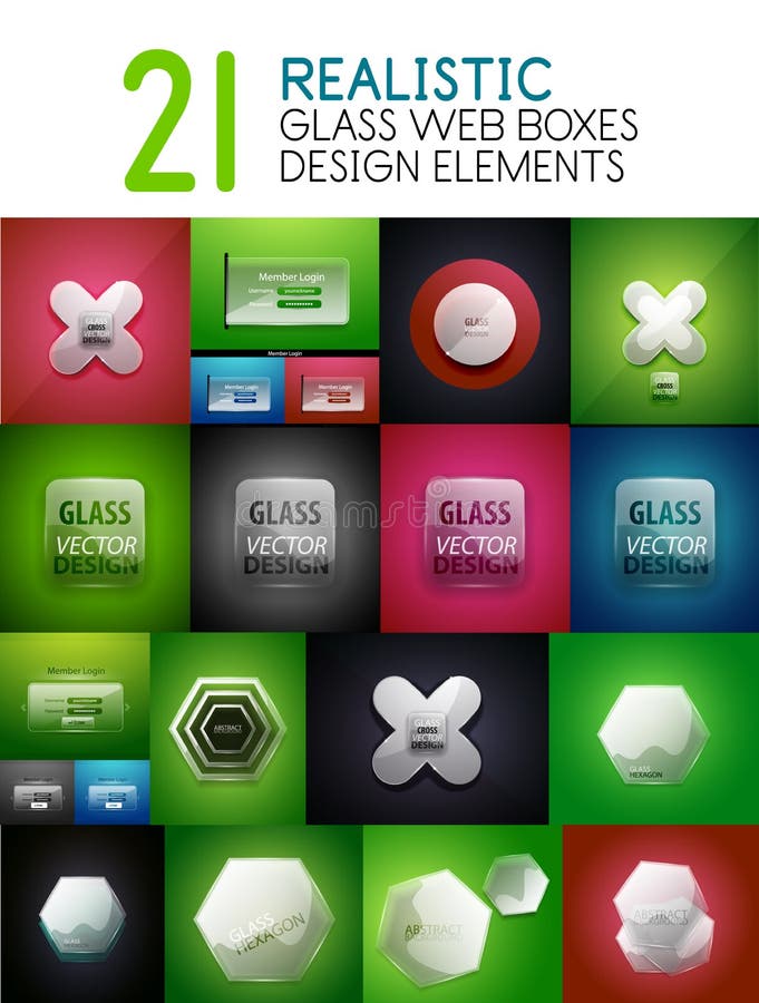 Set of Glass Banners for Your Design. Stock Vector - Illustration of ...