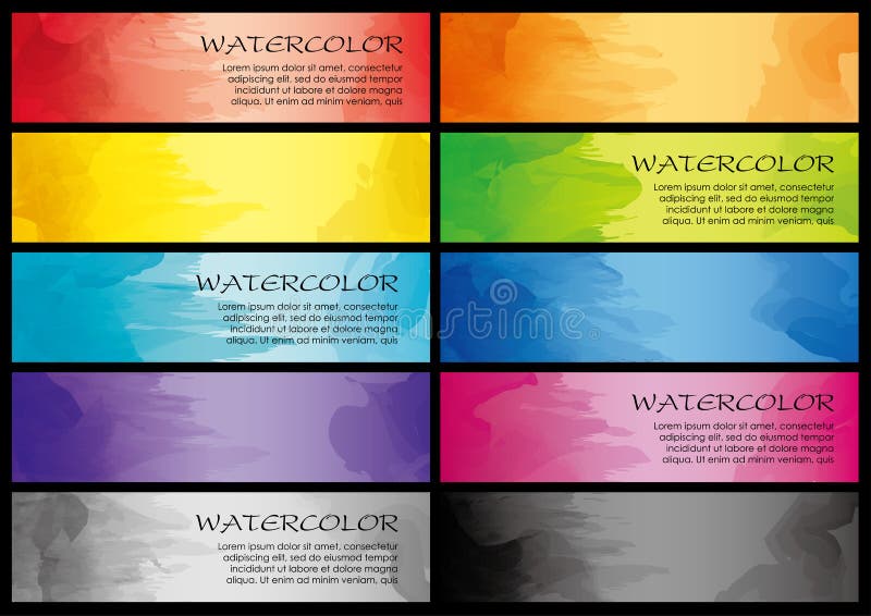 Set of Vector Rectangular Watercolor Backgrounds Isolated on a Dark ...