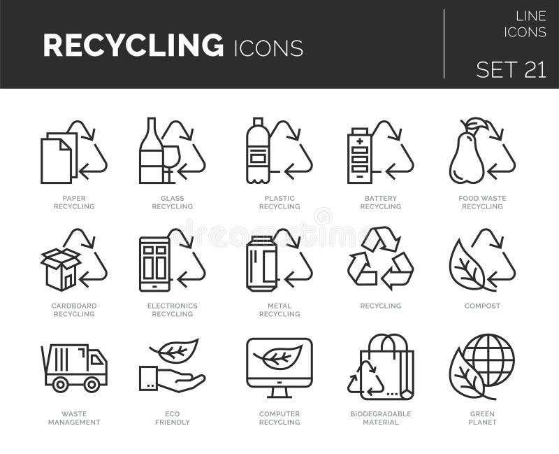 Set of Vector Recycling Icons Stock Vector - Illustration of plastic ...