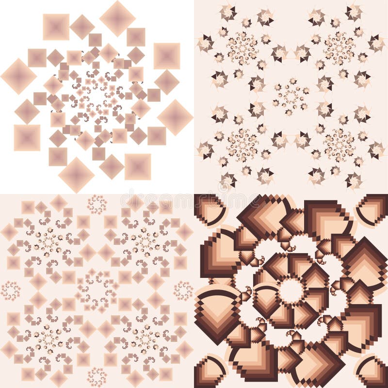 Set of Vector Repeating Patterns, Fractals in Retro Colors Stock Vector ...
