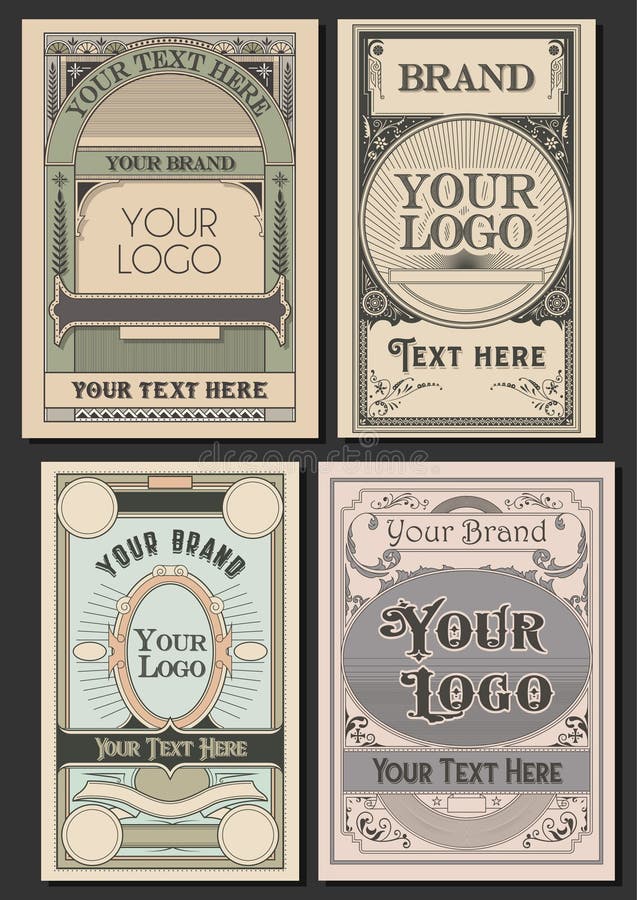 Set of Retro Trade Card Backgrounds Stock Illustration - Illustration ...