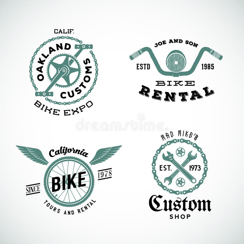 Set of Vector Retro Bicycle Custom Labels or Logos Stock Vector ...