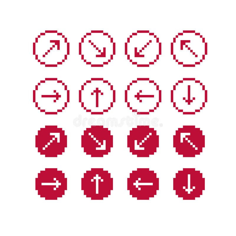 Set of Vector Retro Cursor Signs Made in Pixel Art Style. Simplistic ...