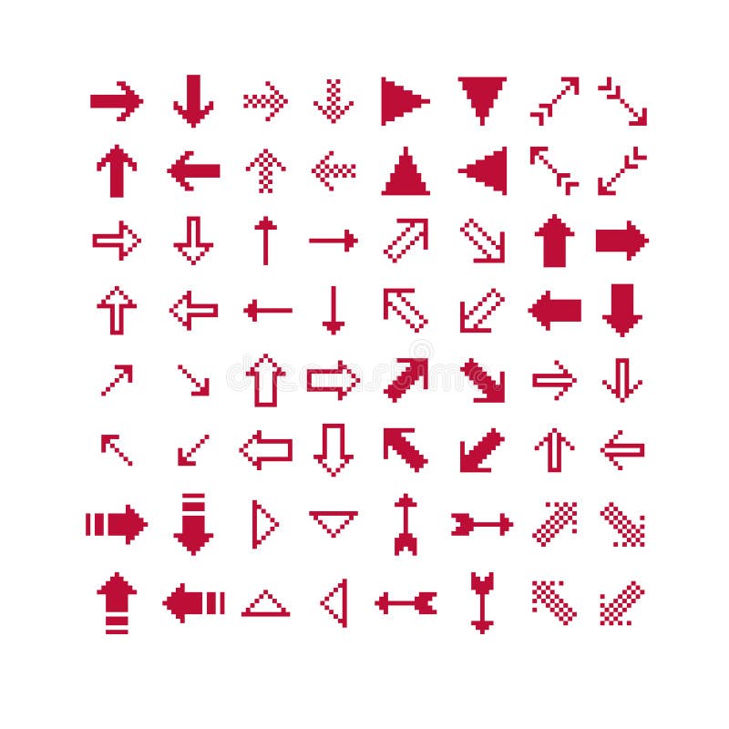Red Pixel Style Arrow Set Stock Illustrations – 50 Red Pixel Style ...