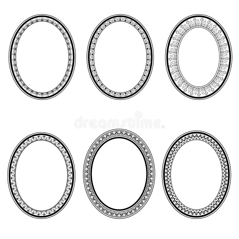 Set of Vector Retro Oval Frame. Stock Vector - Illustration of round ...