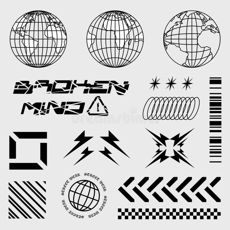 Set of Vector Retro Street Wear Element Stock Vector - Illustration of ...