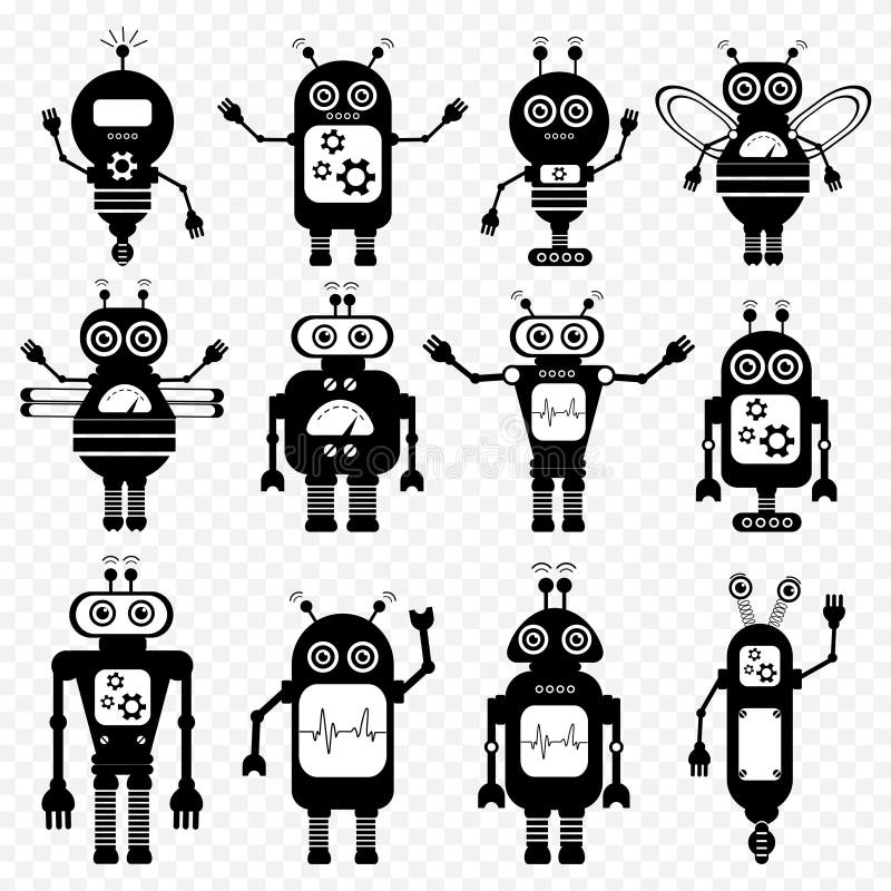 Set of Vector Robots in Cartoon Style. Stock Vector - Illustration of ...