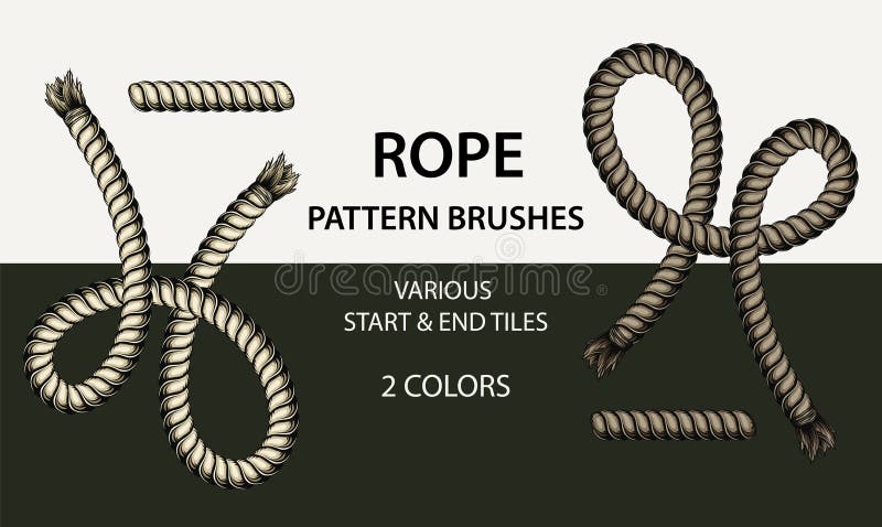 Set of 4 Vector Rope Pattern Brushes with 2 Different Styles of Ends ...