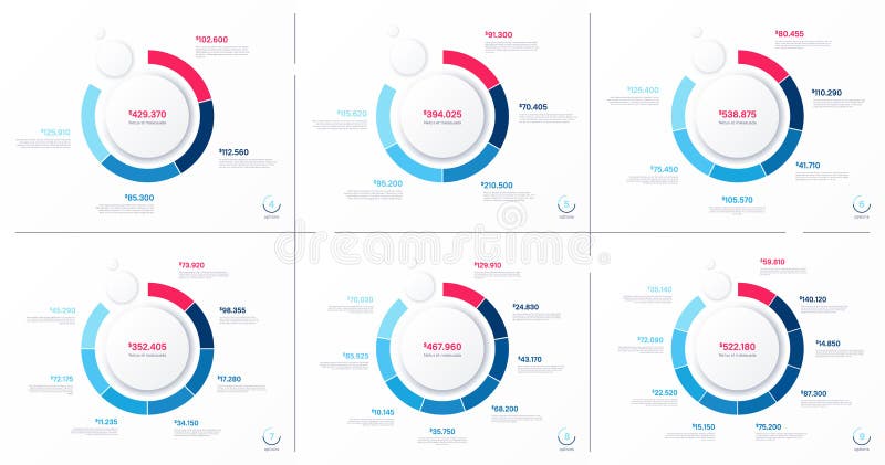 Set of Vector Round Chart Diagrams. Infographic, Presentation, Report ...