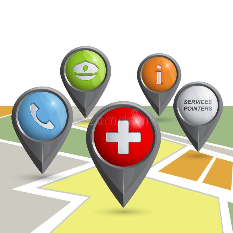 Set of Vector Round 3D Pointers Stock Vector - Illustration of ...